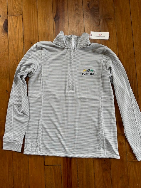 Vineyard Vines -1/4 zip Womens - GRAY/WHITE stripe | Foxfield Racing, LLC